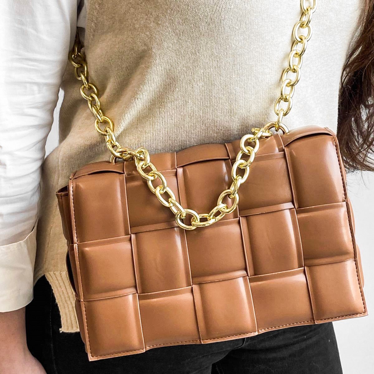 Vrouwen CrossbodyTas - Kleur: Khaki/Goud - Damestas Crossbody ...