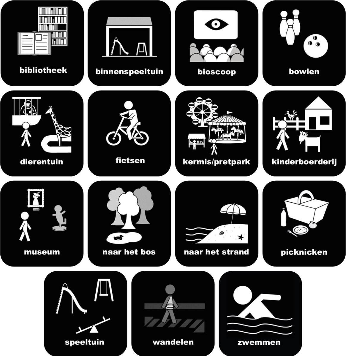 Magnetische pictogrammen | UITSTAPJES | 15 picto's | 4x4cm | EasyAuti ...