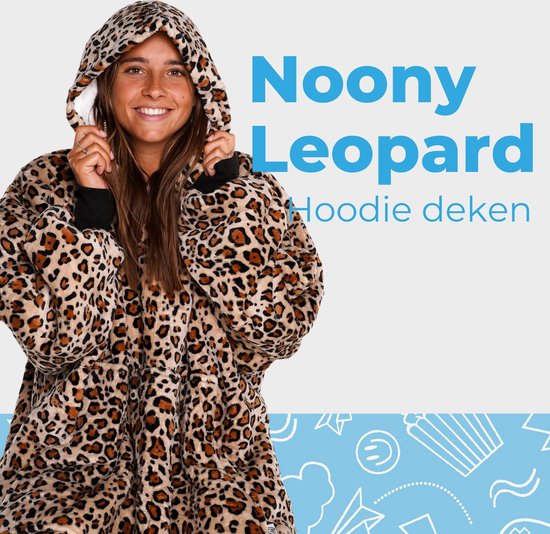 Noony Leopard oversized hoodie deken - Plaids met mouwen - Fleece deken ...