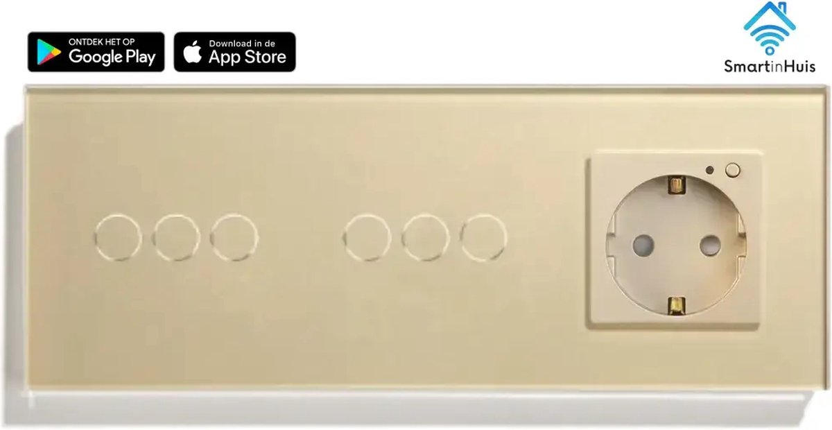 Smart - Dimmer + dimmer + stopcontact (energiemonitoring) - Goud | bol.com