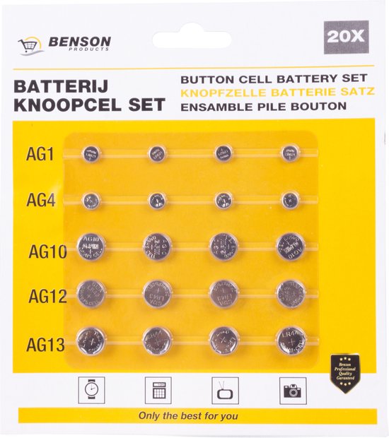 Batterij knoopcel set 20 dlg | bol.com