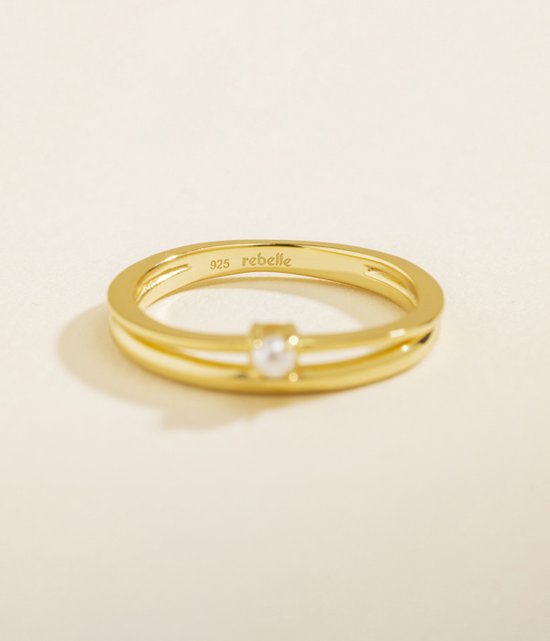 Rebelle Amsterdam - Ring met parel steen - gold plated - 18 karaat ...