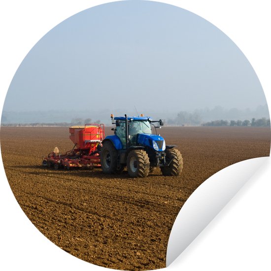 WallCircle - Muurstickers - Behangcirkel - Tractor - Blauw - Mist - ⌀ 120 cm -... | bol