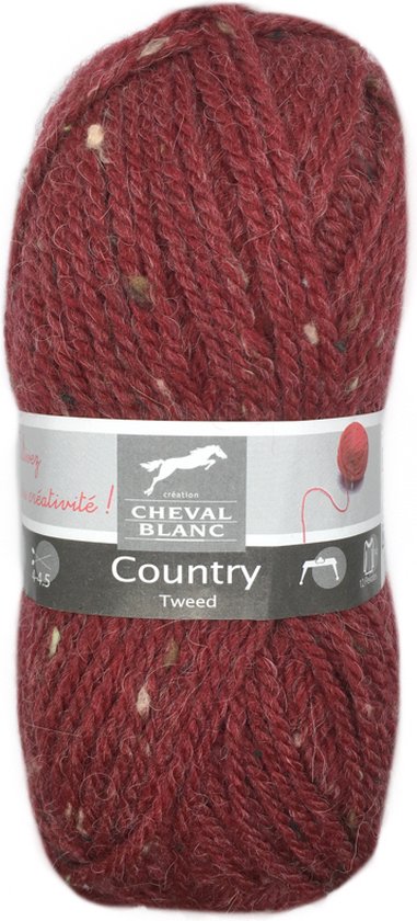 Cheval Blanc Country Tweed wol en acryl garen - donkerrood (153) - 10 ...