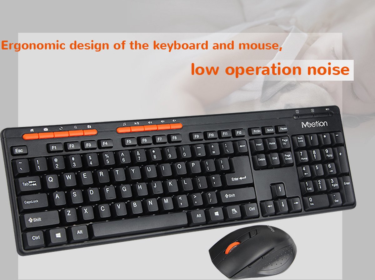 Meetion Draadloos Toetsenbord en Muis - Wireless keyboard - Zwart ...