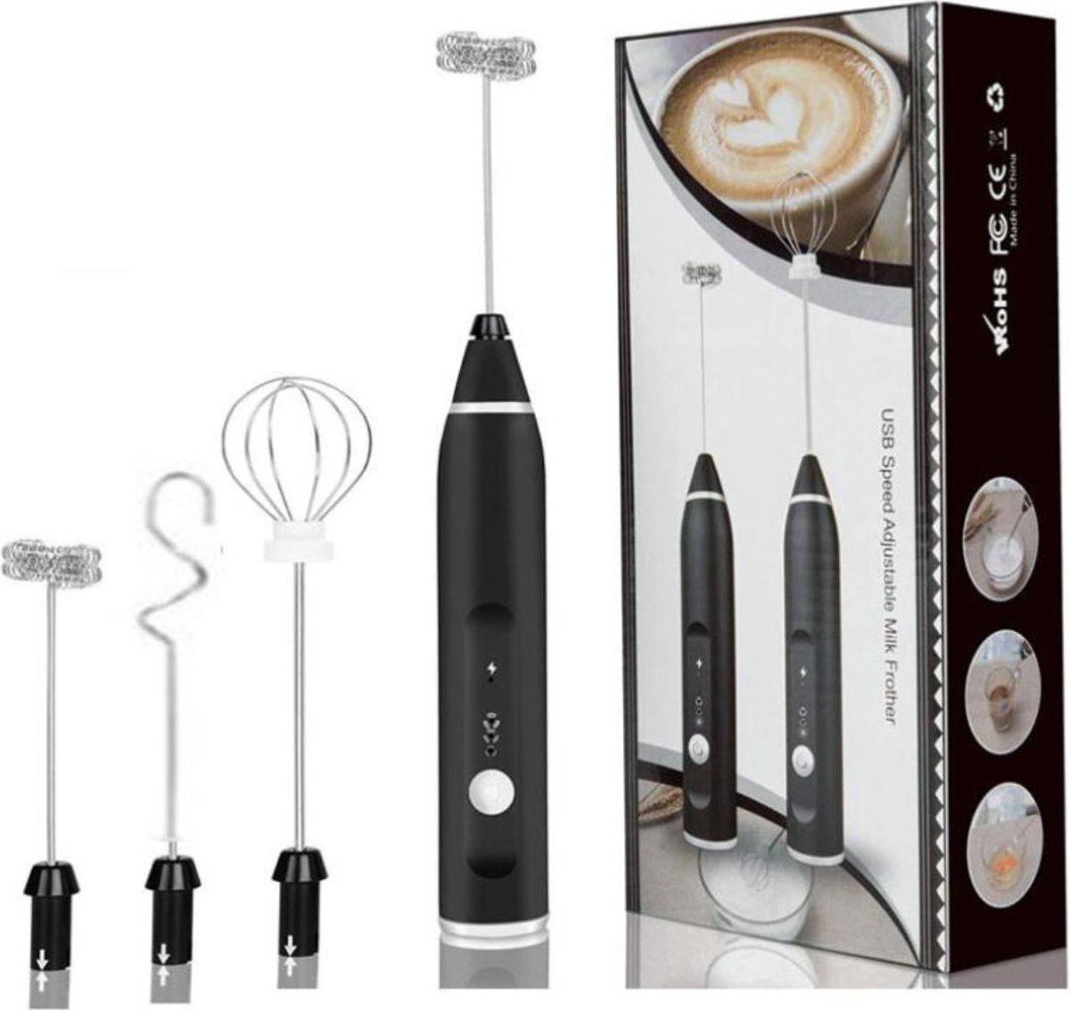 Melkopschuimer Electrisch - Opschuimer Voor Melk - Aeroccino - Zwart - USB Oplaadbaar | bol.com