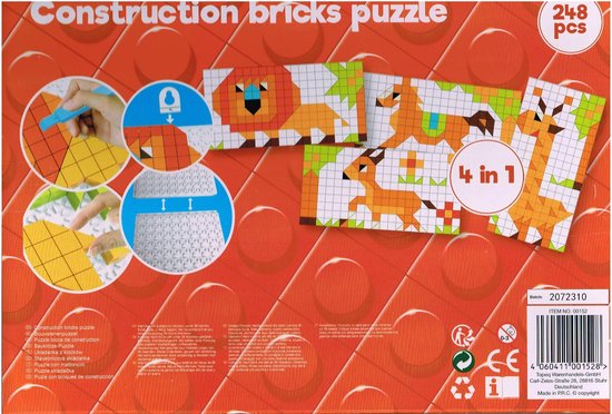 construction bricks puzzle dieren 248 pcs kunststof bouwstenenpuzzel ...
