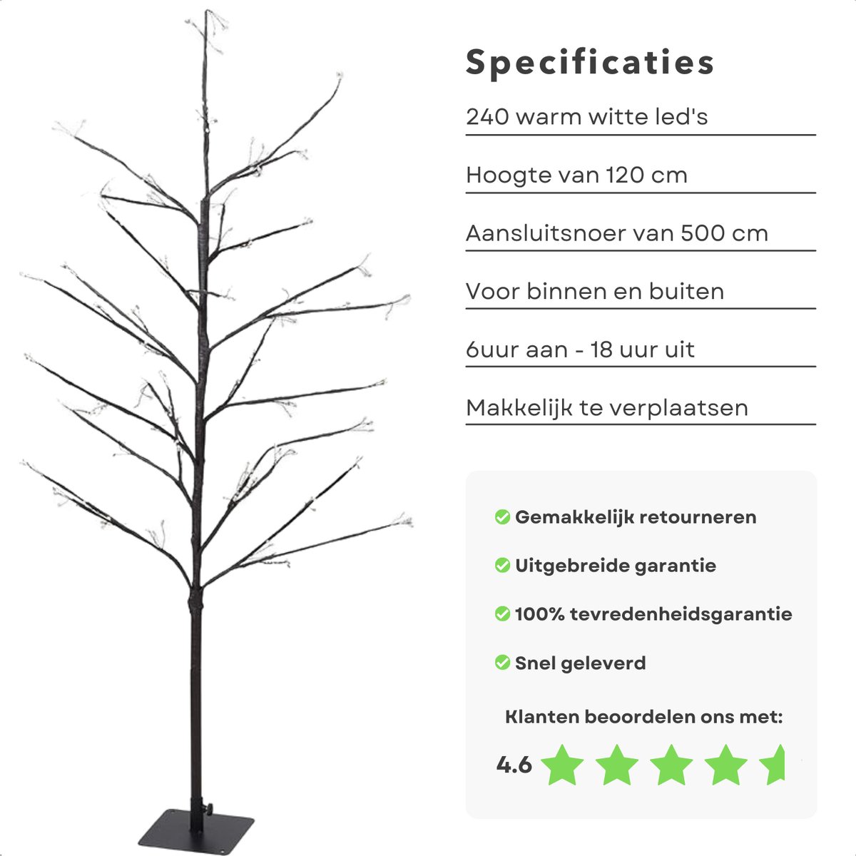 Cheqo® Lichtboom met Lichttakken - Led Boom - Lichttak - Verlichte ...