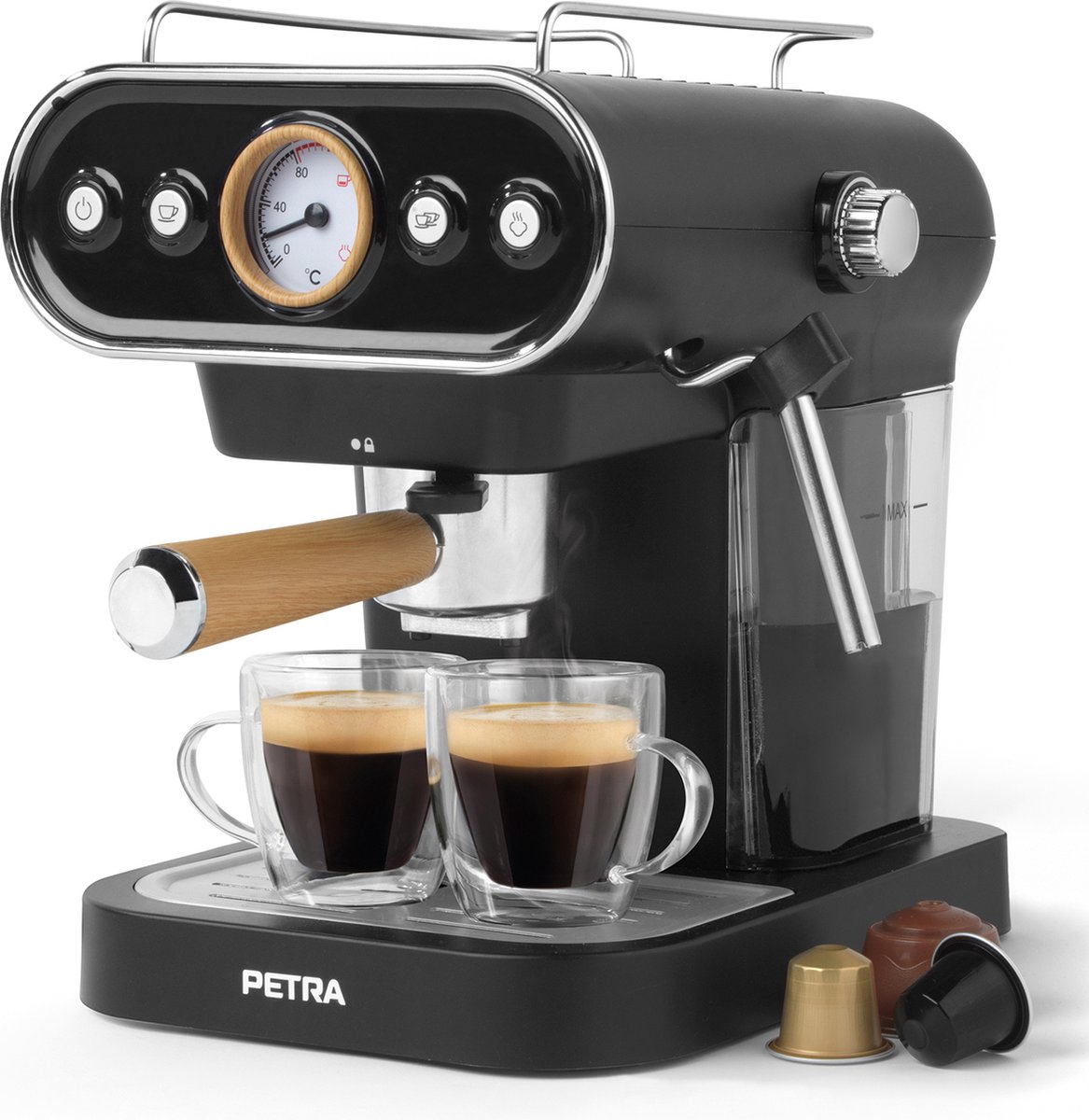 Petra Barista Pistonmachine 19Bar - Espressomachine met melkopschuimer ...
