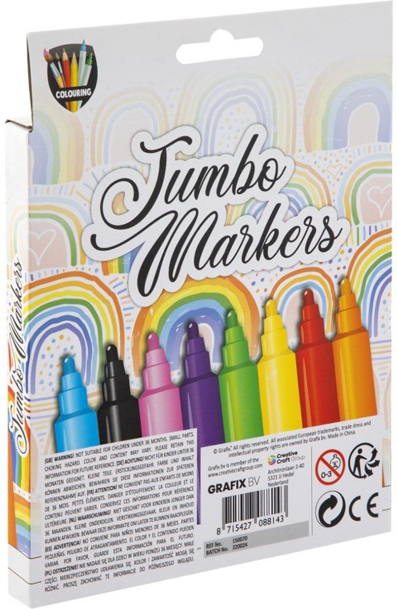 Grafix Gekleurde jumbo stiften/markers - Creatief kinderspeelgoed ...