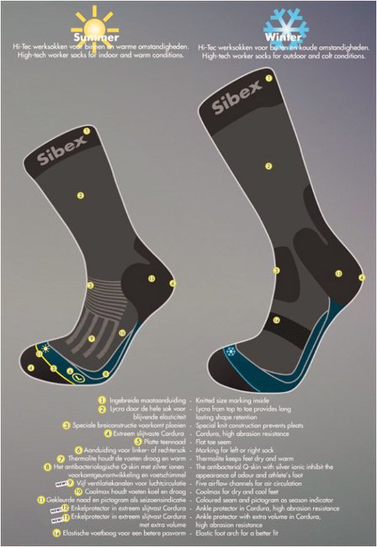 Sibex Active Workwear Werksokken Sokken Zomer - 51.001/C - Kaki - maat ...