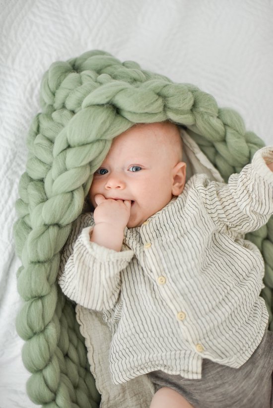 Babynestje Groen - Chunky Merino Wol – XXL Wol – Fluffy Wol – Black ...