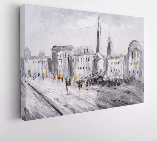 digitaal schilderen - Stadsgezicht van Praag - Modern Art Canvas ...