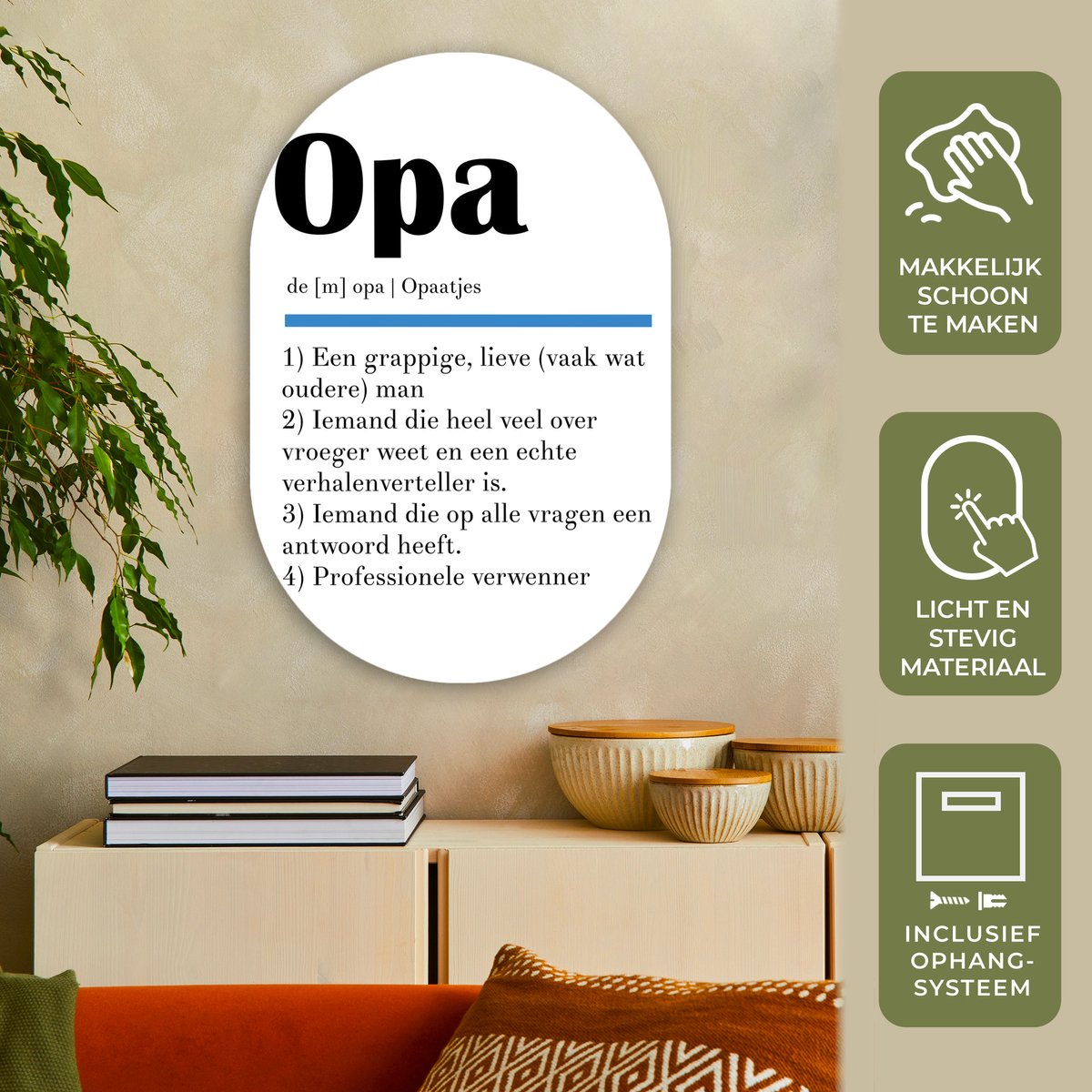 Muurovaal - Kunststof Wanddecoratie - Ovalen Schilderij - Quotes - Opa ...