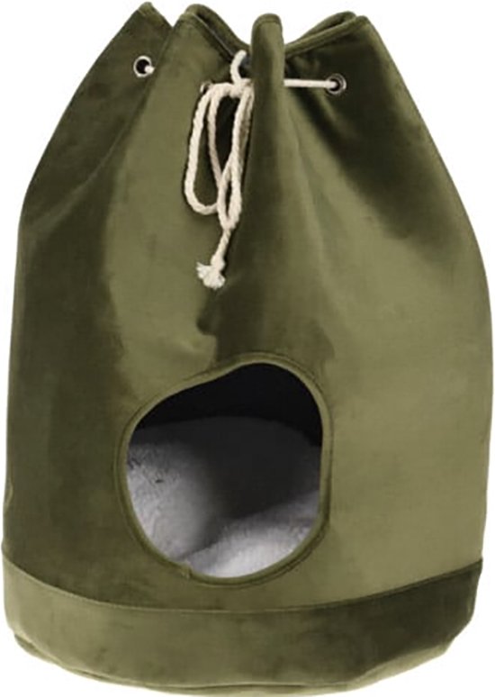 Kattenhuis modern met inlegkussen 34x34x46 cm groen | bol