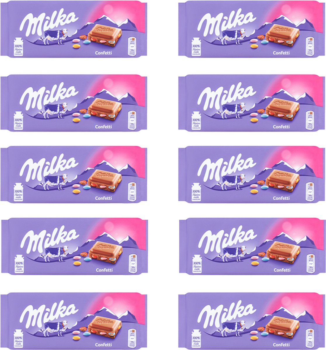 Milka Tablet melkchocolade met confetti - 100g x 10 | bol.com