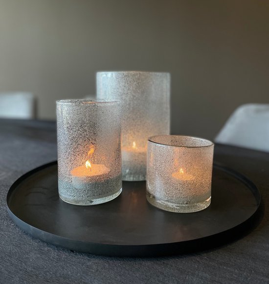 STILL Schaal - Rond plateau van metaal - Zwart mat - Set van 2 - 23x1.5 ...