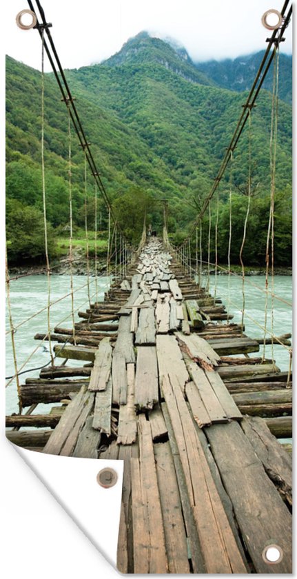 Schuttingposter Brug - Hout - Rivier - 100x200 cm - Tuindoek | bol.com
