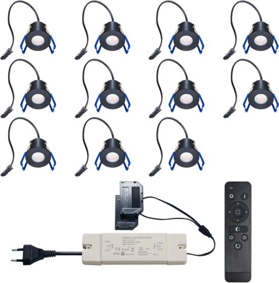 Ledisons LED Inbouwspots met Afstandsbediening - Varese Zwart Set met ...