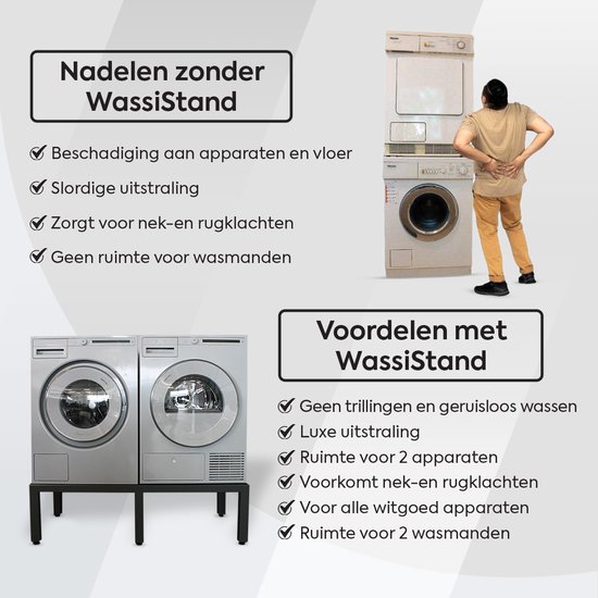 WassiStand Wasmachine Verhoger met Anti-Slip & Grip – Wasmachine Kast ...