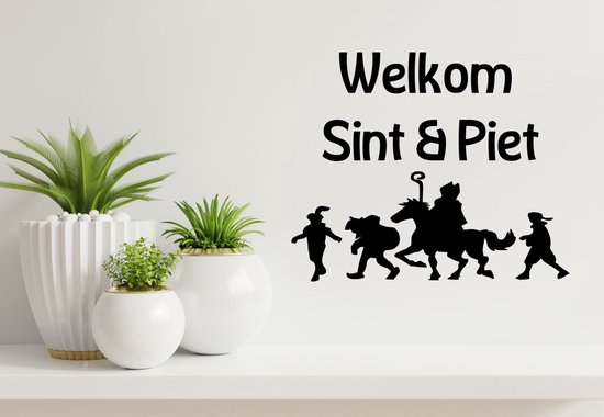 Stickerheld - Muursticker Welkom sint en piet - Woonkamer - Sinterklaas ...
