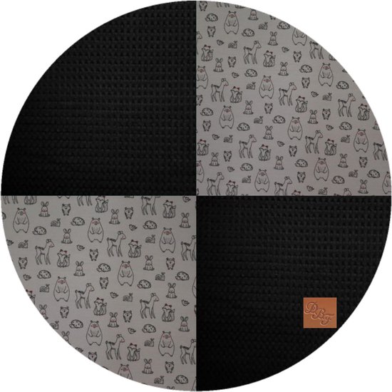 Boxkleed rond zwart met diertjes grijs | bol.com