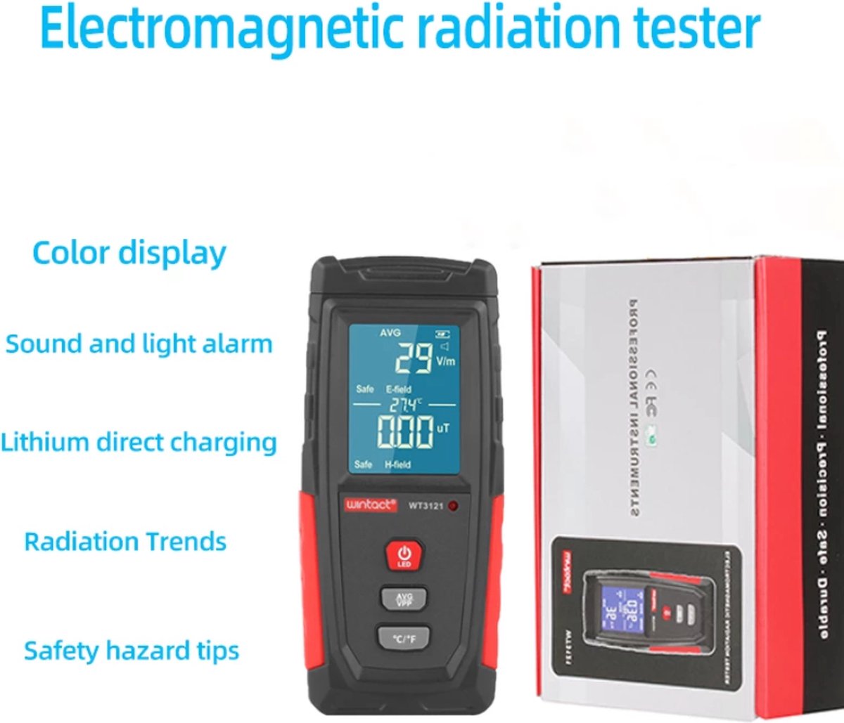 Stralingsdetector- EMF- Meter- 5G detector- Frequentietester- Ingebouwd ...