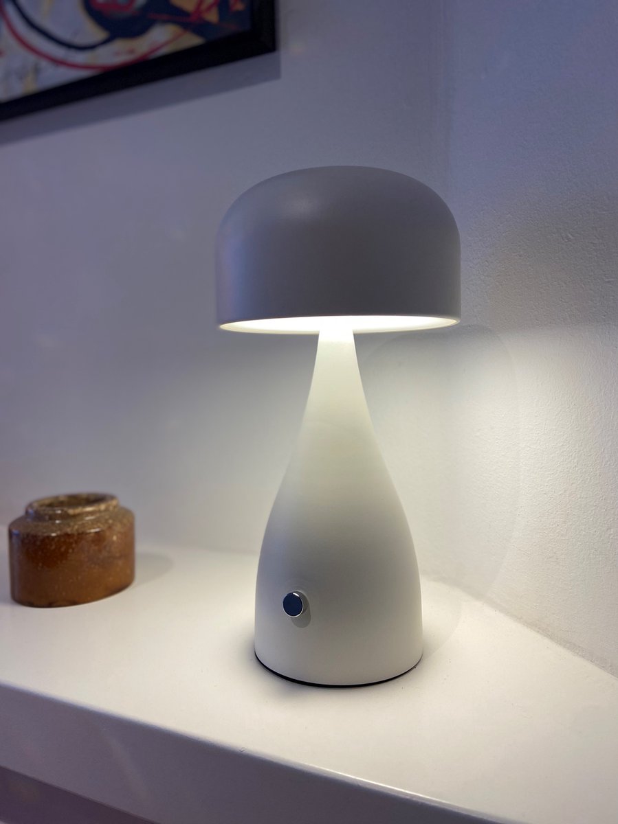 TAVELL - Tafellamp Pia – Wit – Dimbaar, Draadloos & USB – Touch ...