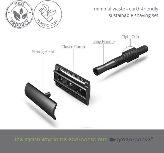 green-goose® Safety Razor | Zwart | Met 10 Scheermesjes | Klassiek ...