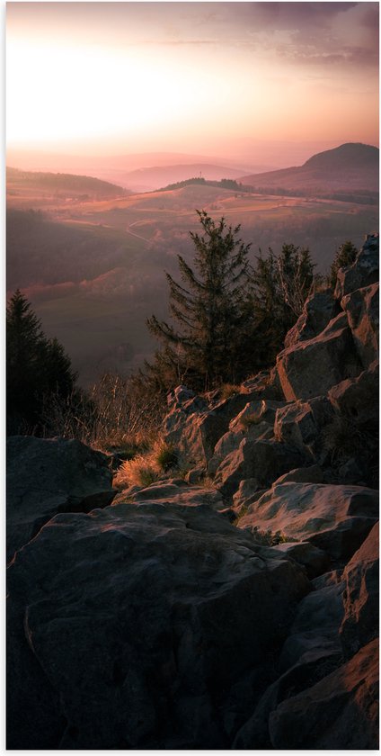 WallClassics - Poster (Mat) - Beige Lucht boven Heuvelgebergte - 50x100 ...