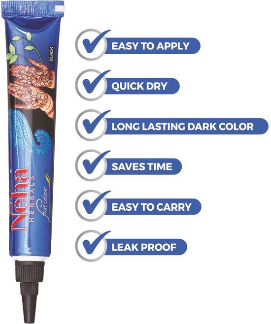 Neha Herbals Fast Color Tube (1 stuk) - 25G in elke tube - Zwart | bol