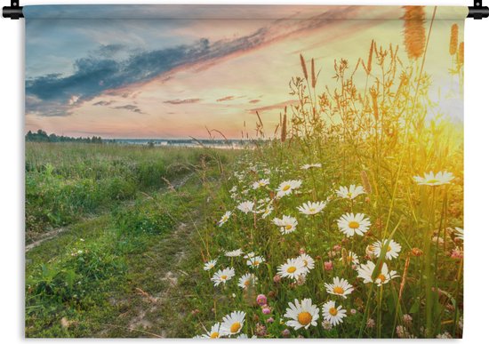 Wandkleed - Wanddoek - Bloemen - Madelief - Natuur - Zon - Horizon ...