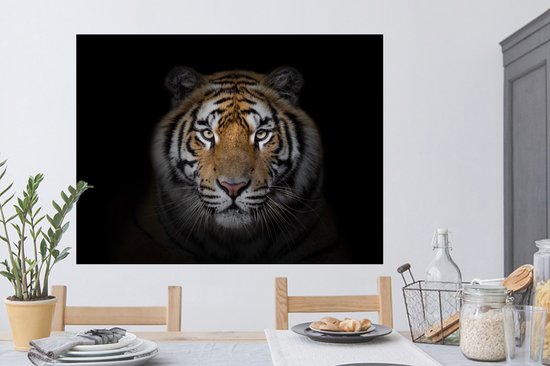 Muurstickers - Sticker Folie - Tijger - Wilde dieren - Portret - Zwart - Dieren -... | bol