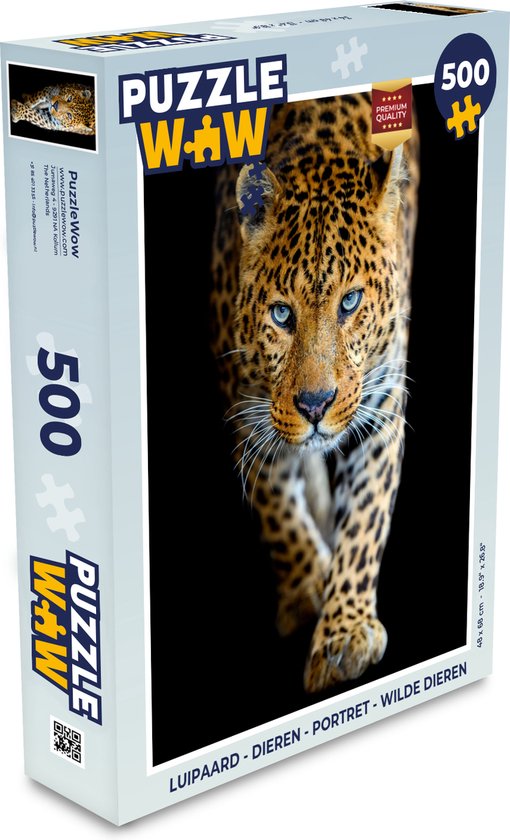 Puzzel Luipaard - Dieren - Portret - Wilde dieren - Zwart - Legpuzzel ...