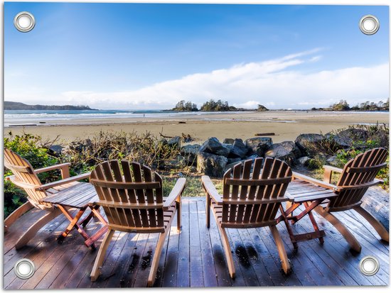 WallClassics - Tuinposter – Zitje met Uitzicht op de Zee - 40x30 cm Foto op Tuinposter... | bol