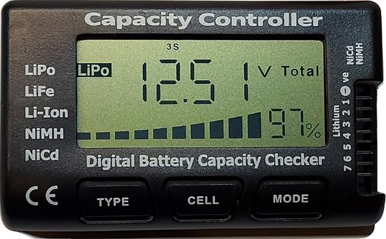 Batterijtester voor LiPo LiFe Li-ion NiMH en NiCd - Cell Checker voor ...
