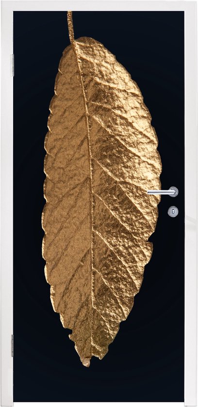 Deursticker Bladeren - Zwart - Goud - Luxe - Natuur - 85x205 cm ...