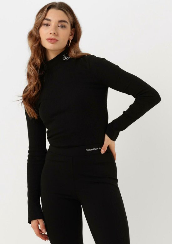 Calvin Klein Rib Mock Neck Truien & vesten - Zwart | bol.com