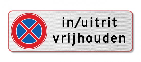 Parkeerbord in en uitrit vrijhouden - aluminium DOR 600 x 200 mm Klasse ...