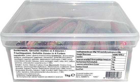 Snoep - Gesuikerde Gevulde Matten In 4 kleuren - 1Kg - Hersluitbare ...