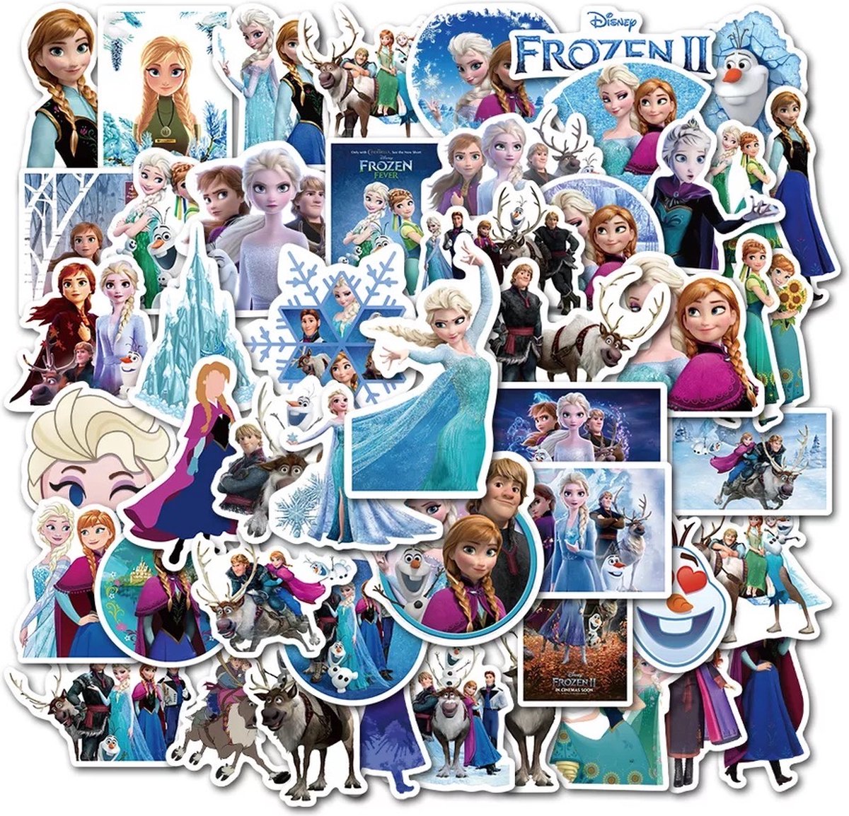 50 stuks Disney Frozen! Stickers - Anna, Elsa, Olaf en Sven - Voor op ...