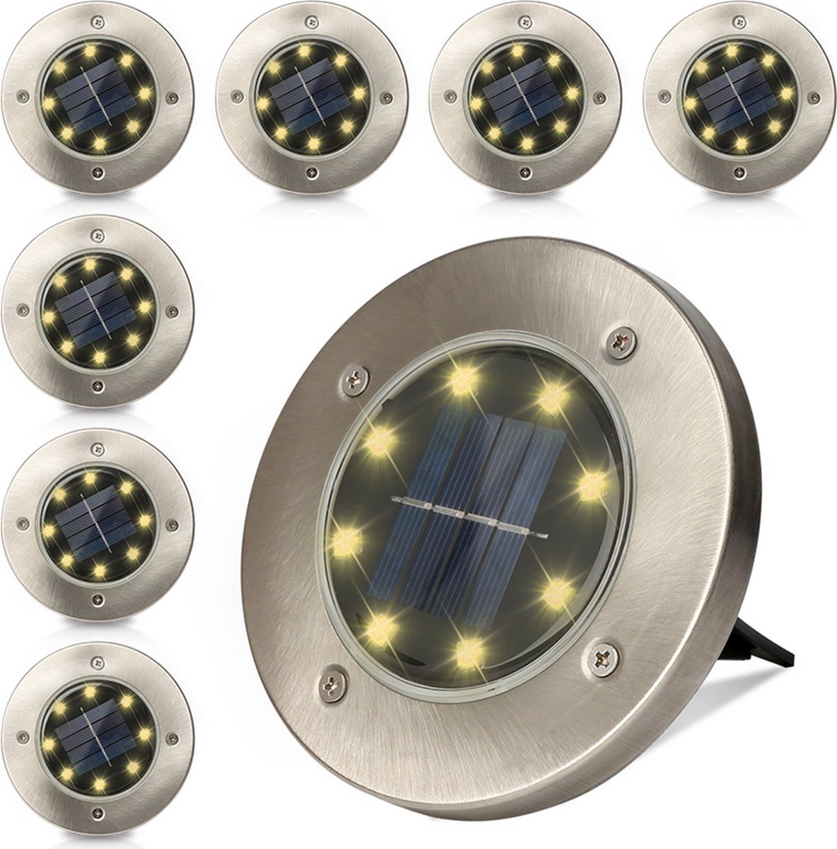8x Solar Led Zonne LED Grondspots Solar Tuin Set Buitenlamp ...