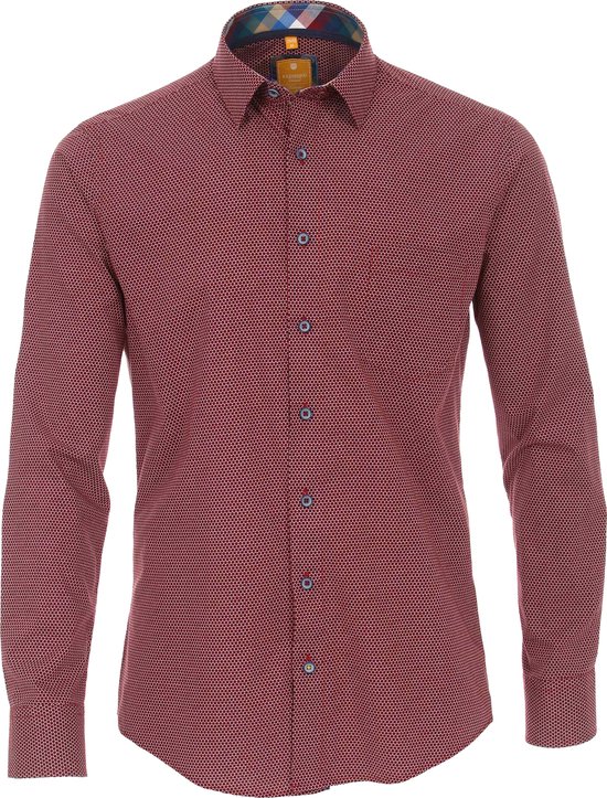 Redmond modern fit overhemd - popeline - rood dessin ...