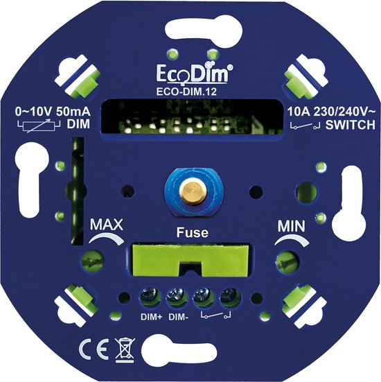 EcoDim - LED Dimmer - ECO-DIM.12 - Inbouw - Enkel Knop - 1-10V (50mA) | bol