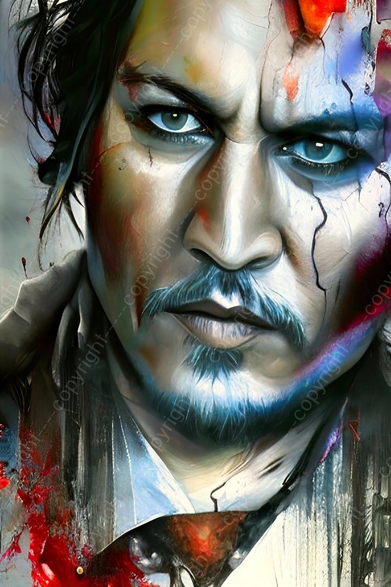 JJ-Art (Glas) 90x60 | Johnny Depp - abstract - kunst - woonkamer ...