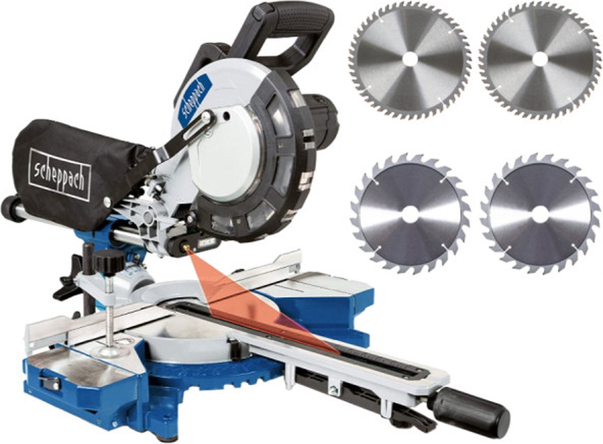 Set SCHEPPACH Radiale verstekzaag - 216 mm - 2000W - HM216 - 4 bladen ...