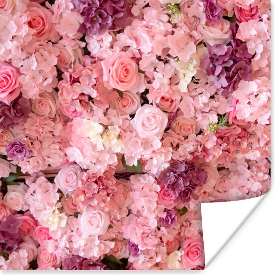 Poster Bloemen - Roze - Rozen - 50x50 cm | bol.com