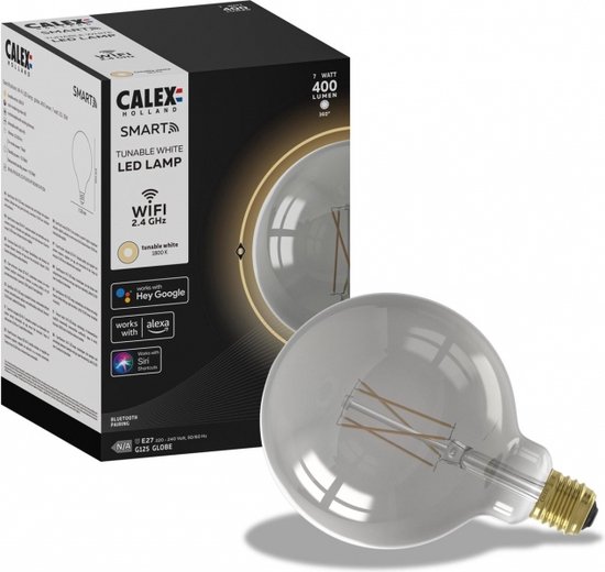 Calex Smart LED Lamp - Wifi Filament Verlichting - Globe 12,5cm - E27 - Slimme... | bol.com