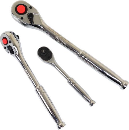 Professionele 90 tands ratel set in foam inlay 1/4" - 3/8" en 1/2" | bol