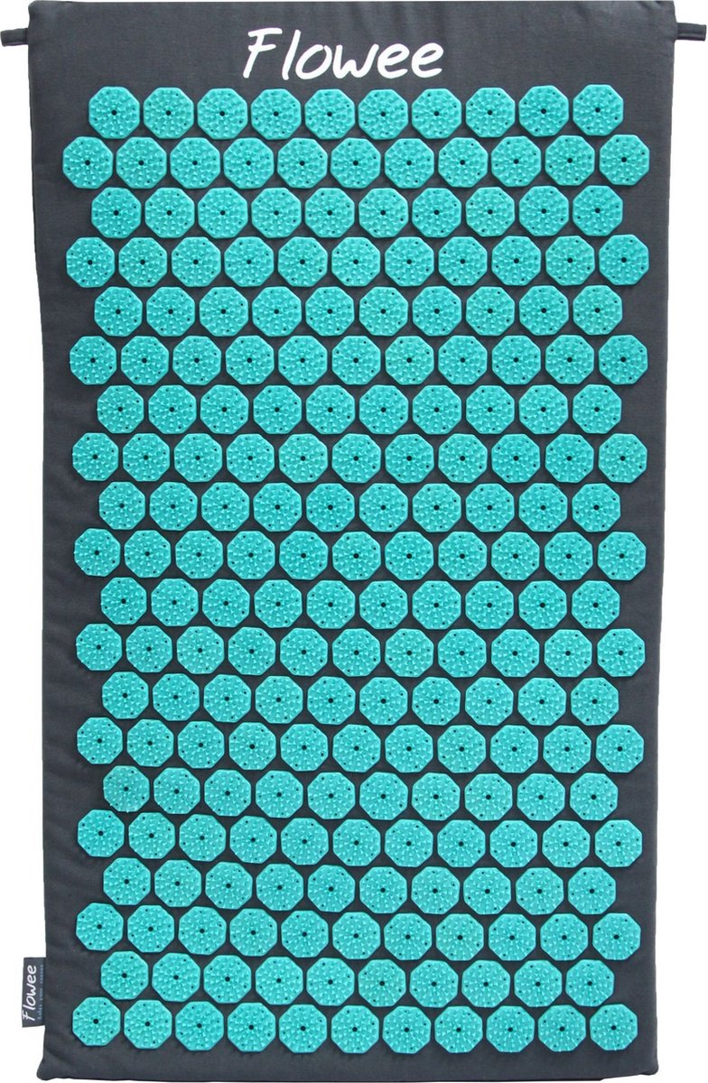 Flowee Spijkermat - Grijs met Zeegroen - 77x45 cm - Acupressuur Mat ...
